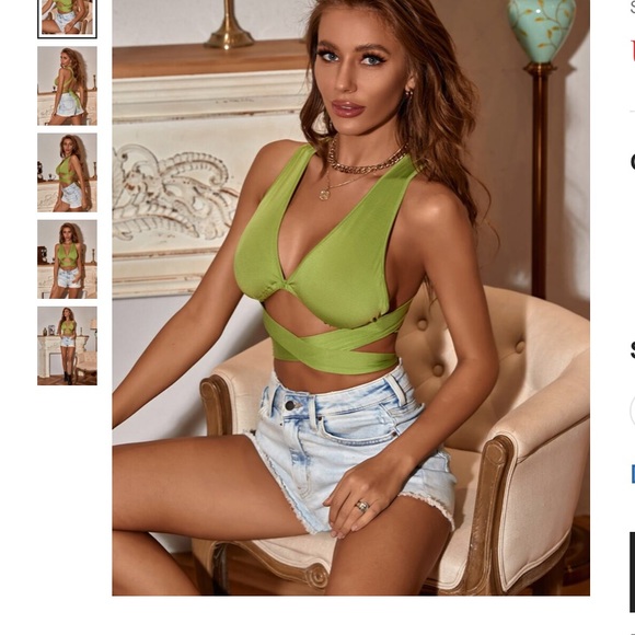 SHEIN | Tops | Shein Lime Green Criss Cross Tie Back Cropped Halter Top | Poshmark